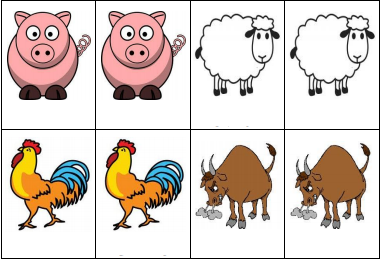 Juegos de la memoria "Los animales de la Granja" :: JARDIN42